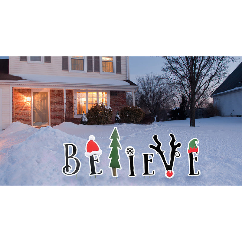 BELIEVE Plastic Outdoor Yard Sign Standup / Standee Set ...
