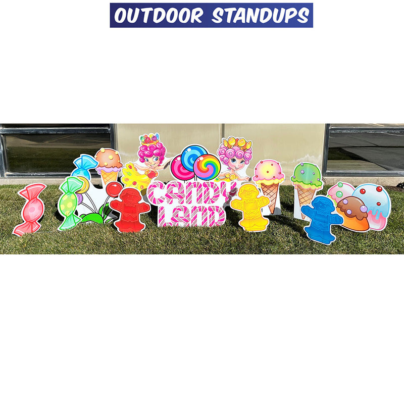 CANDY LAND Set of Plastic Outdoor Yard Sign Standups Standees ...